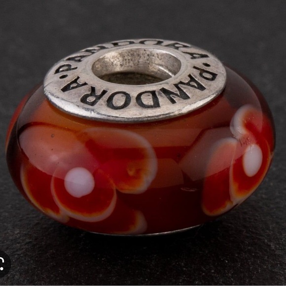 Pandora | Jewelry | Pandora Authentic Red Flower Murano Glass Bead ...